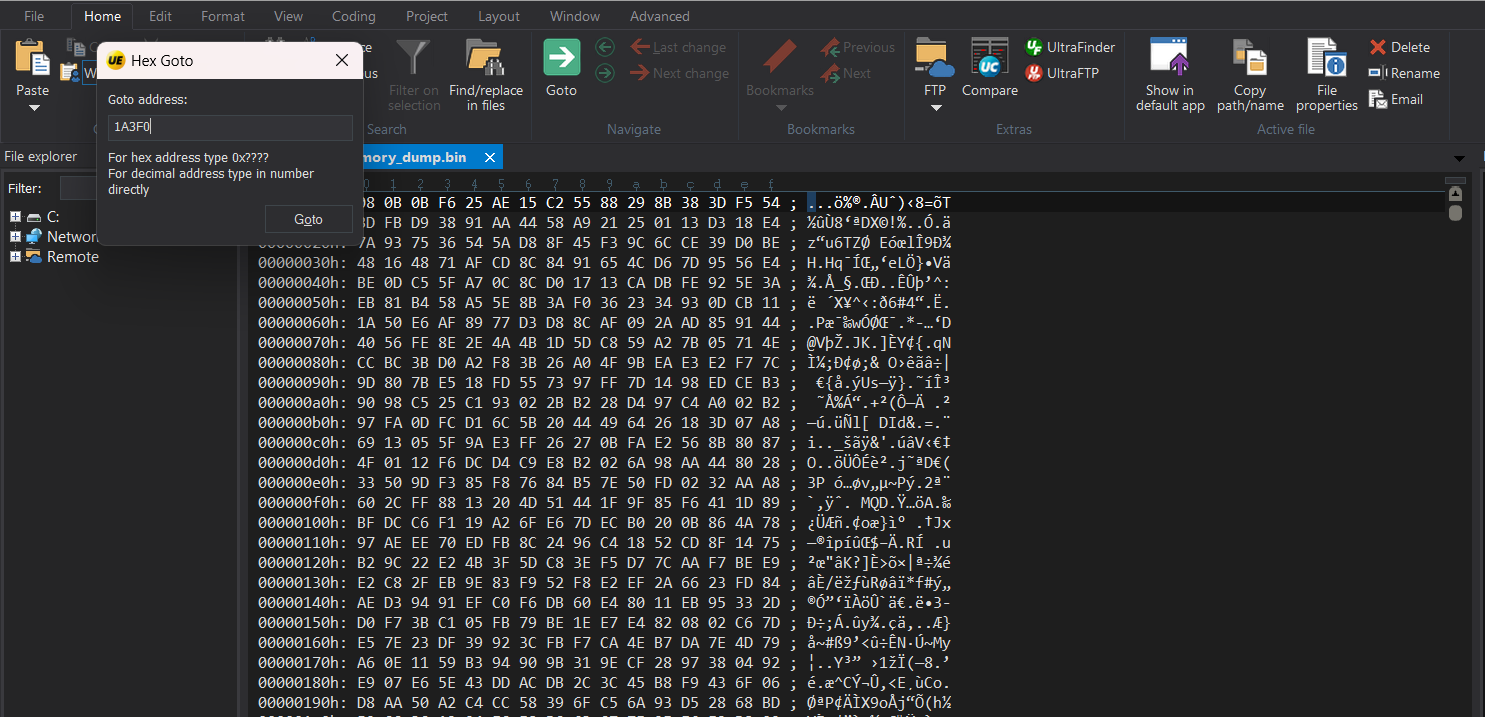 Navigating Memory Like a Pro: Using Ctrl+G in Hex Editors - UltraEdit